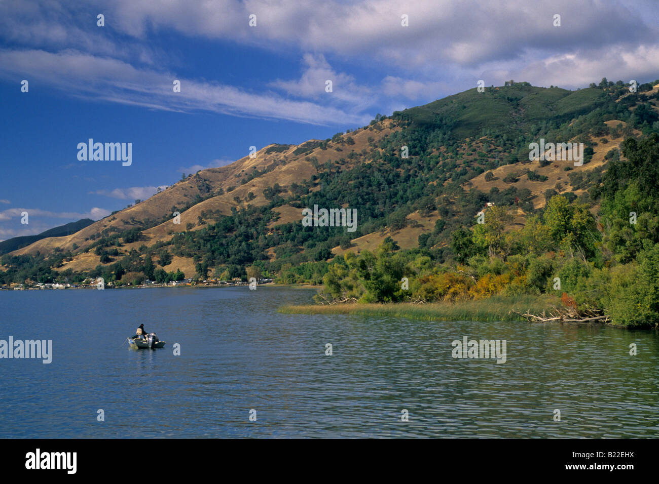 Fishing on Clear Lake near Nice Lake County California Stock Photo - Alamy