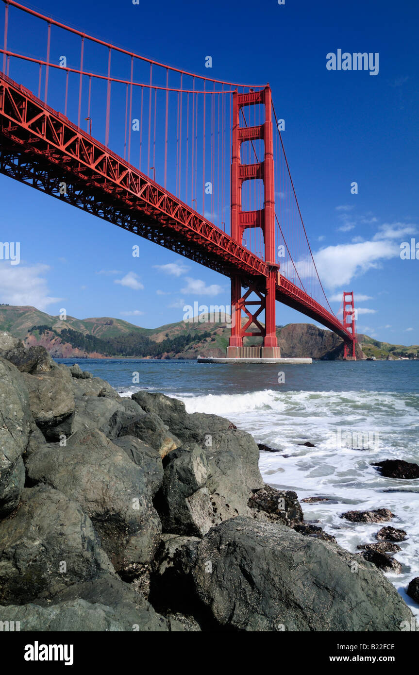 Rocks under Golden Gate Bridge Shot from Fort Point San Francisco Stock ...