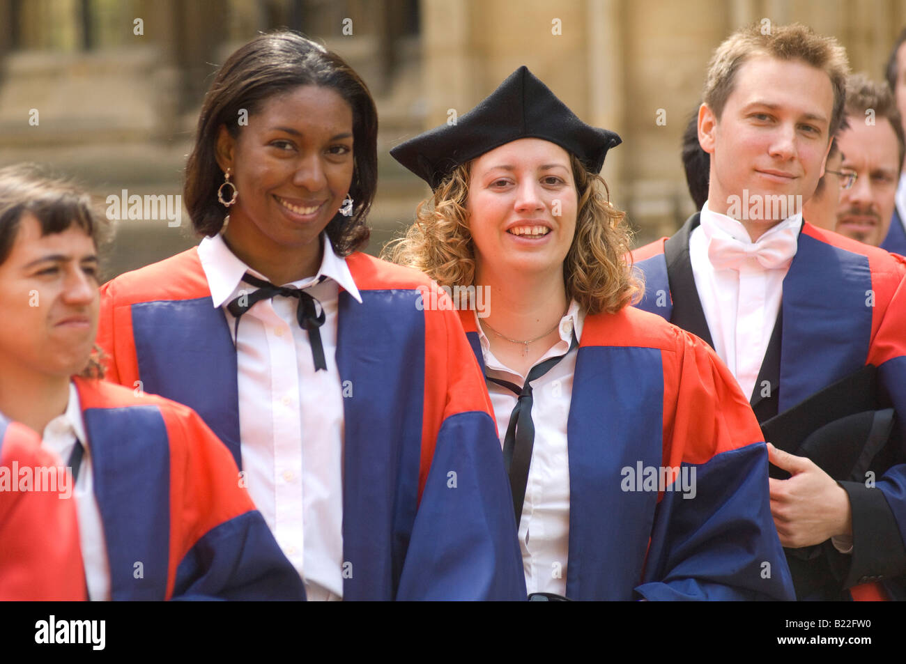 Getting your degree,a ceremony at Oxford University with coloured gowns ...
