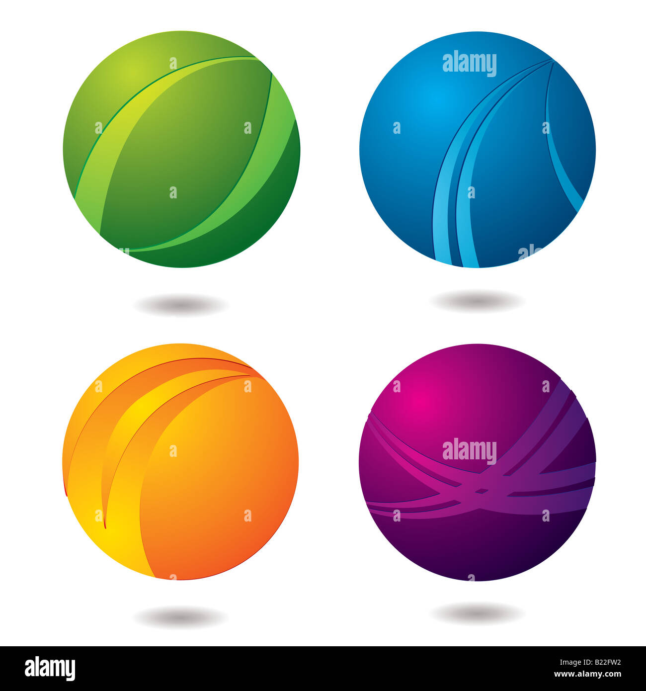 Set of four abstract buttons with drop shadow Stock Photo - Alamy