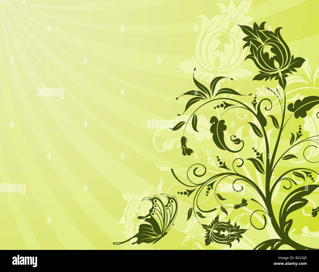 Flower background with butterfly Stock Photo - Alamy