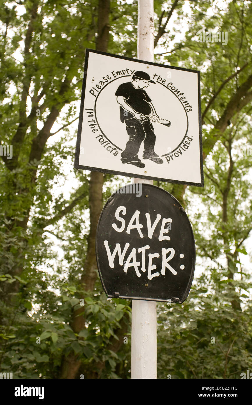 Environmental warning signs at Glastonbury festival 2008 Stock Photo ...