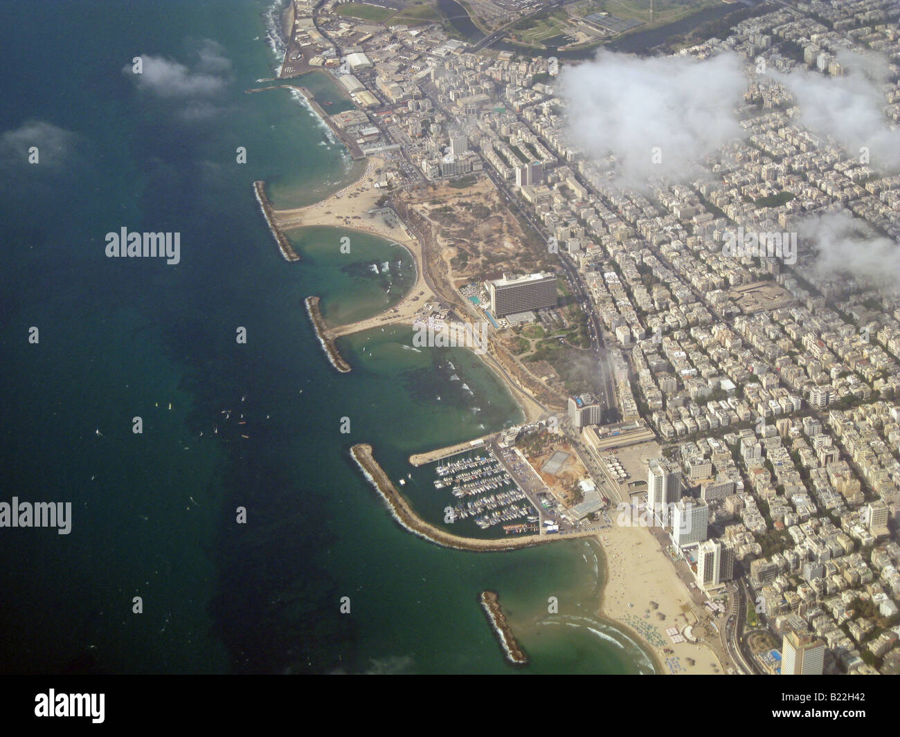 Aerial view of the Mediterranean seashore of Tel Aviv in Israel Stock ...