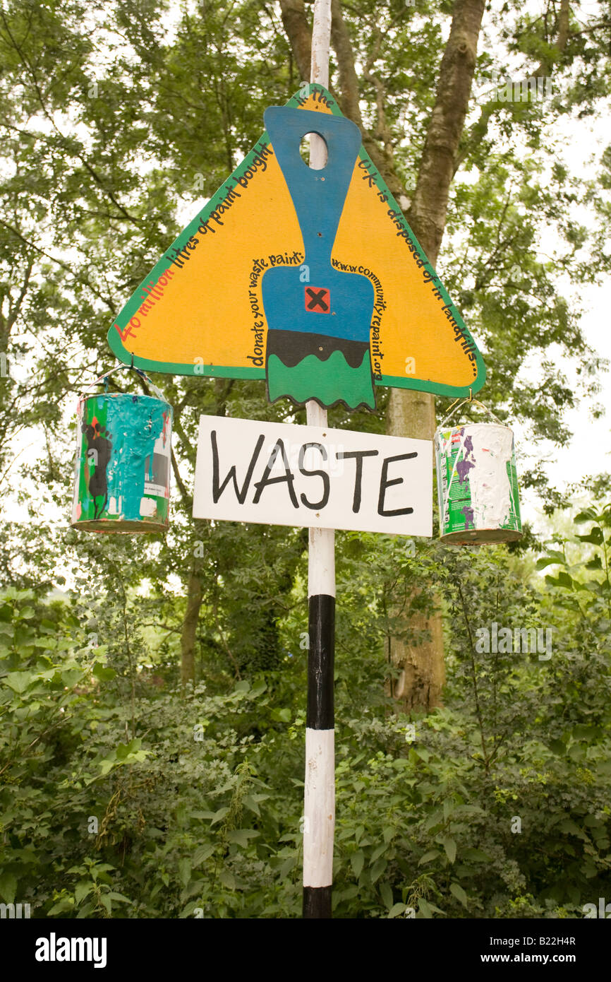 Environmental waste warning sign at Glastonbury festival 2008 Stock ...