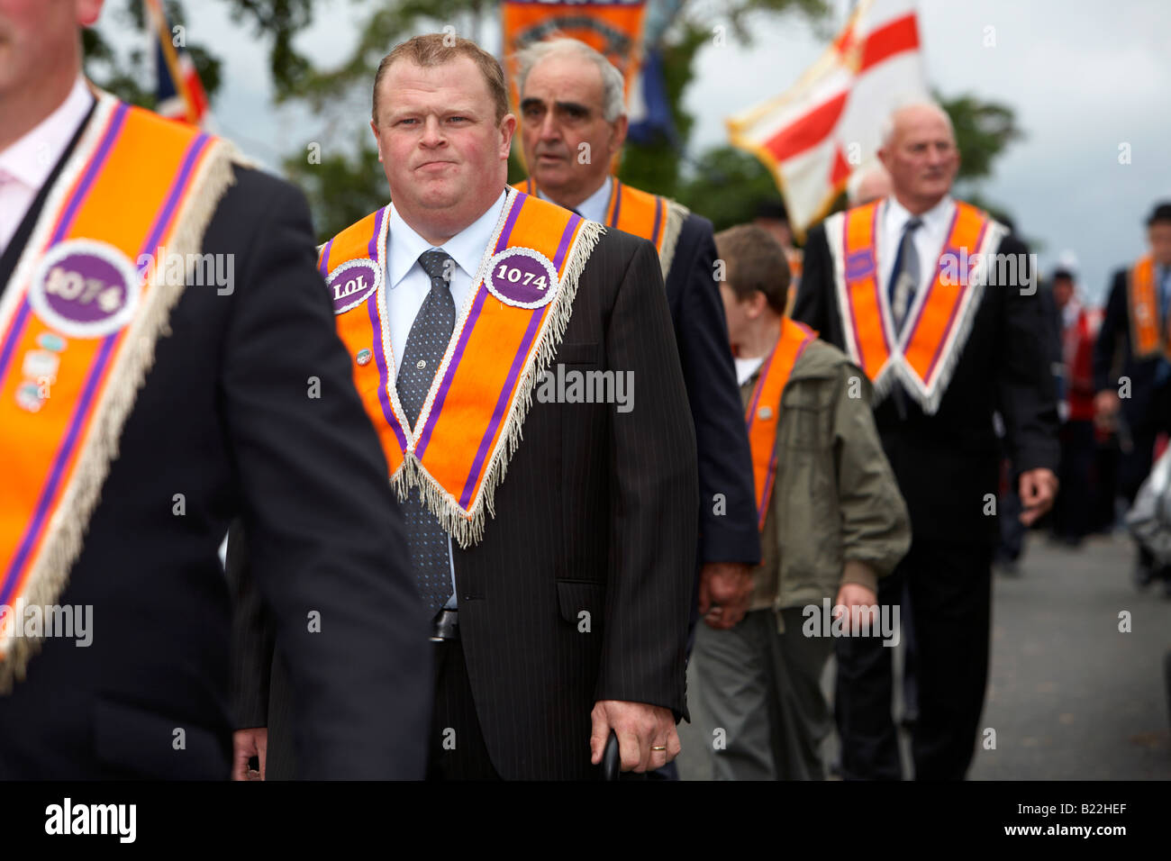 orangemen parading down a country road during 12th July Orangefest ...