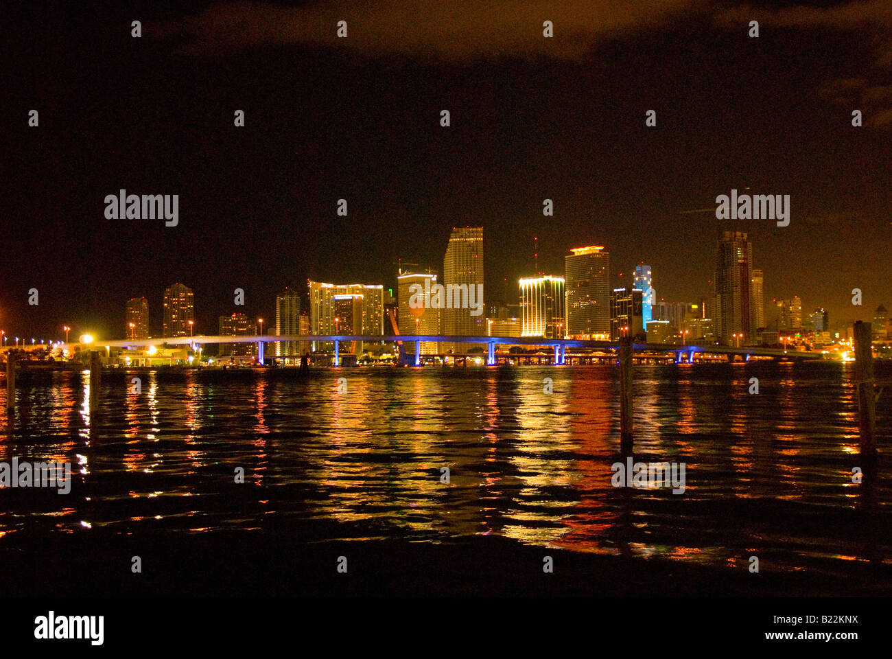 Miami Skyline at night Stock Photo - Alamy