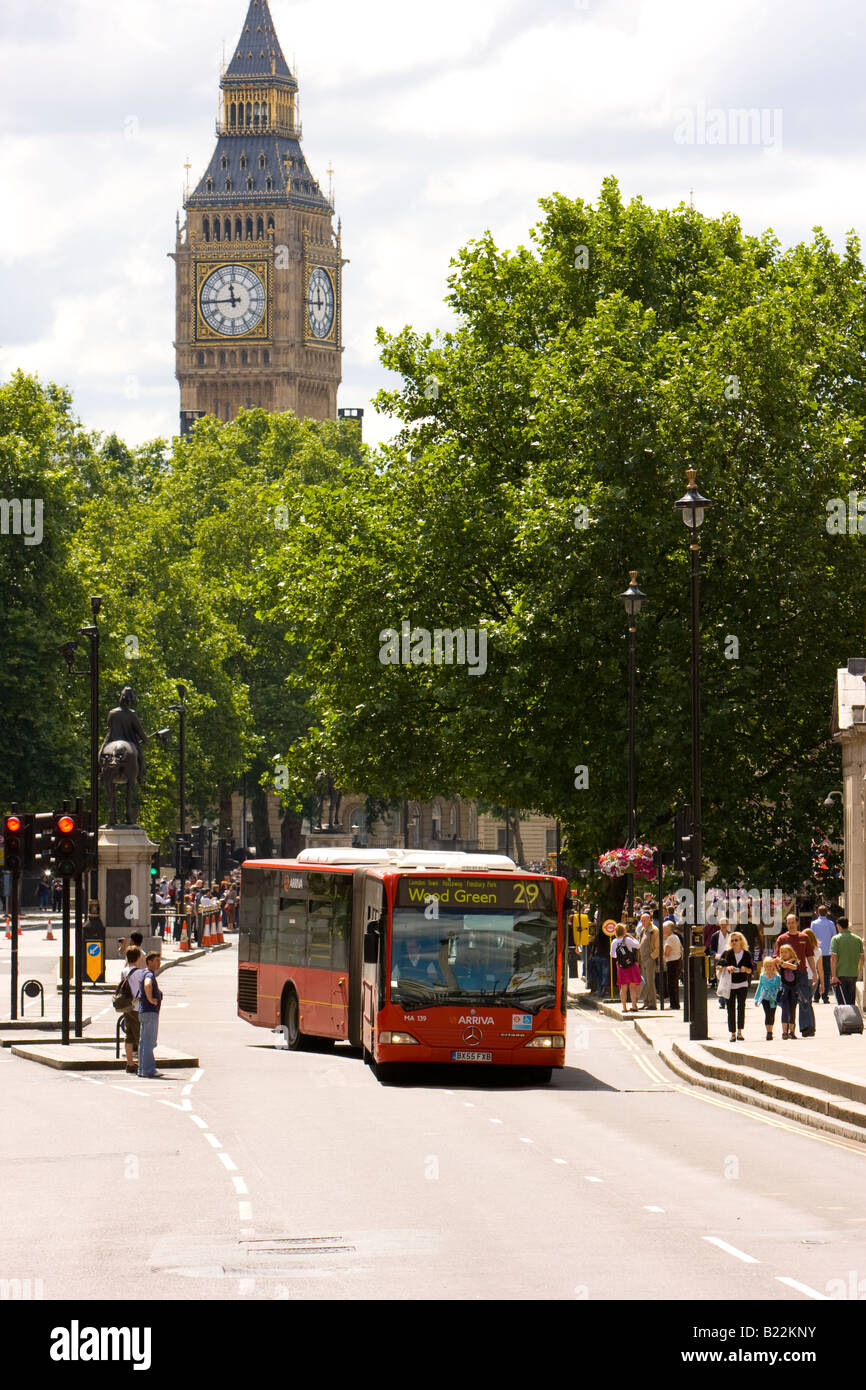 big ben london bendy bus Stock Photo - Alamy
