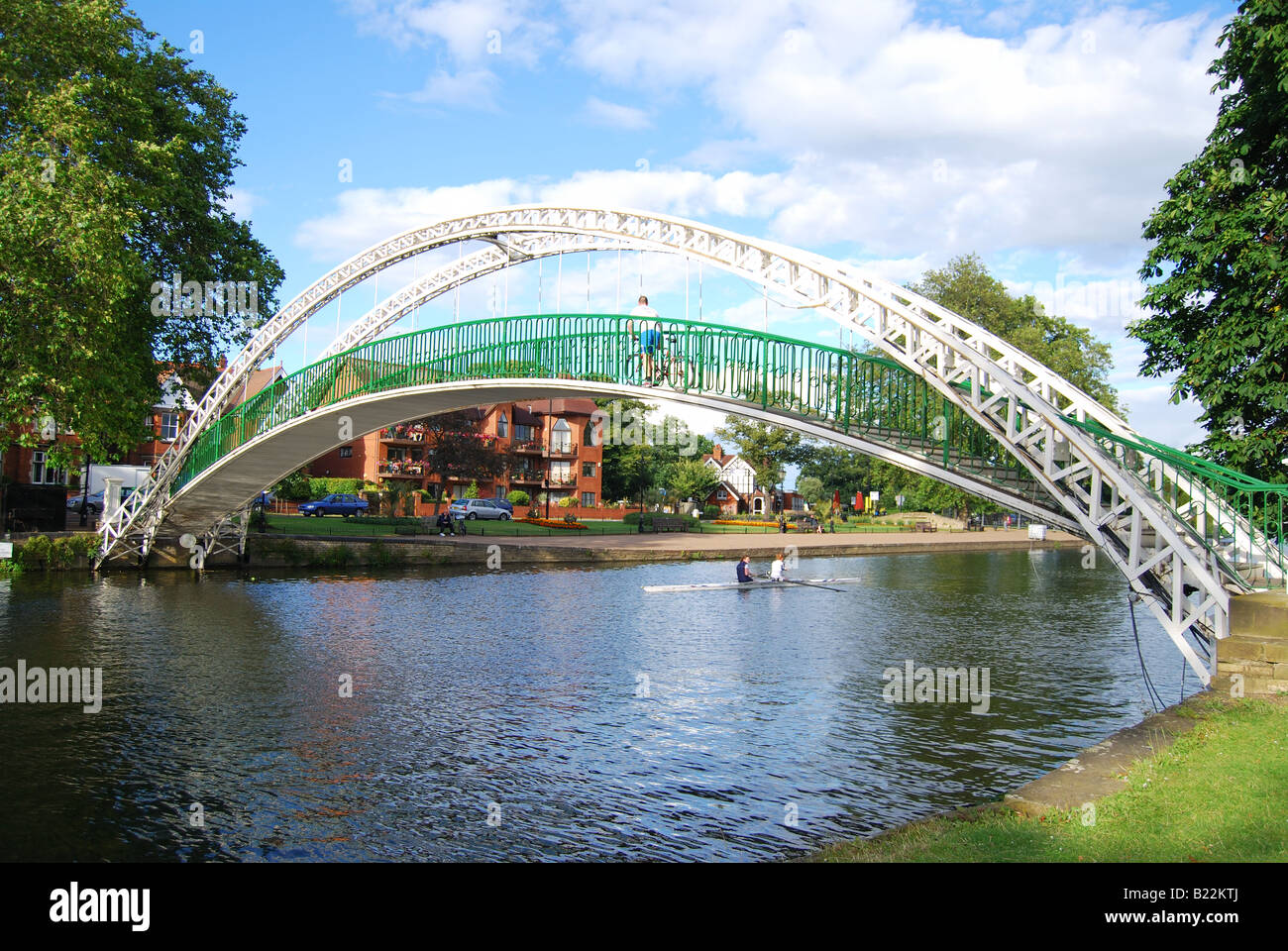 Steel arch footbridge over River Great Ouse, Bedford, Bedfordshire ...