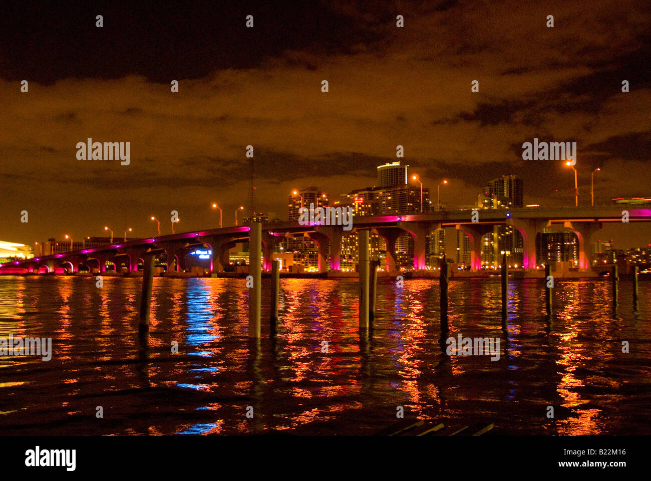 Miami Skyline at night Stock Photo - Alamy