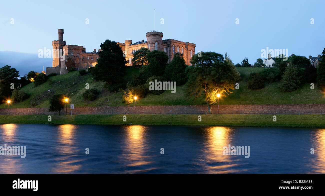 City of Inverness, Scotland. Night view of Inverness Castle which ...