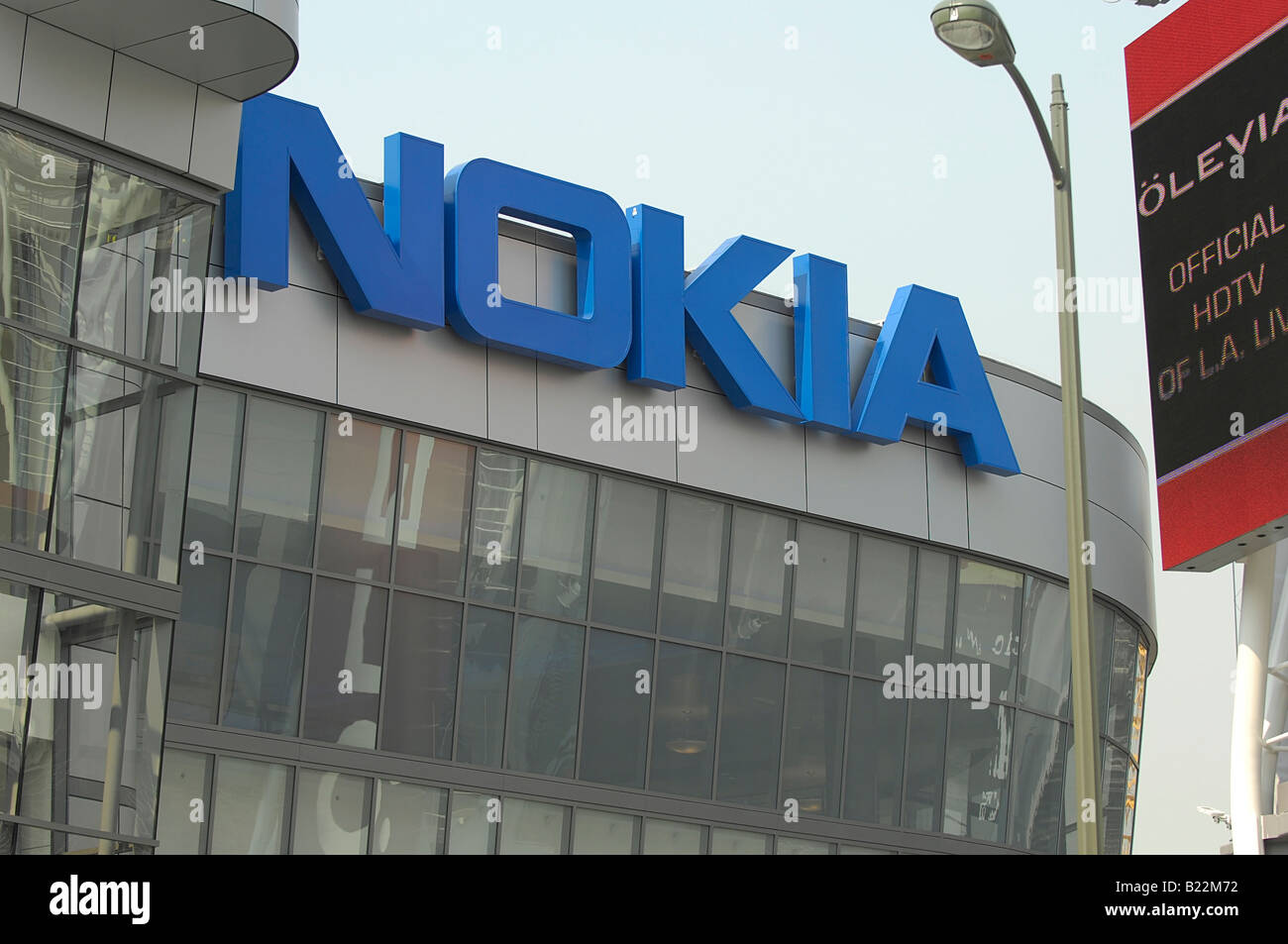 Nokia sign on Nokia Plaza across the street form the Staples Center ...