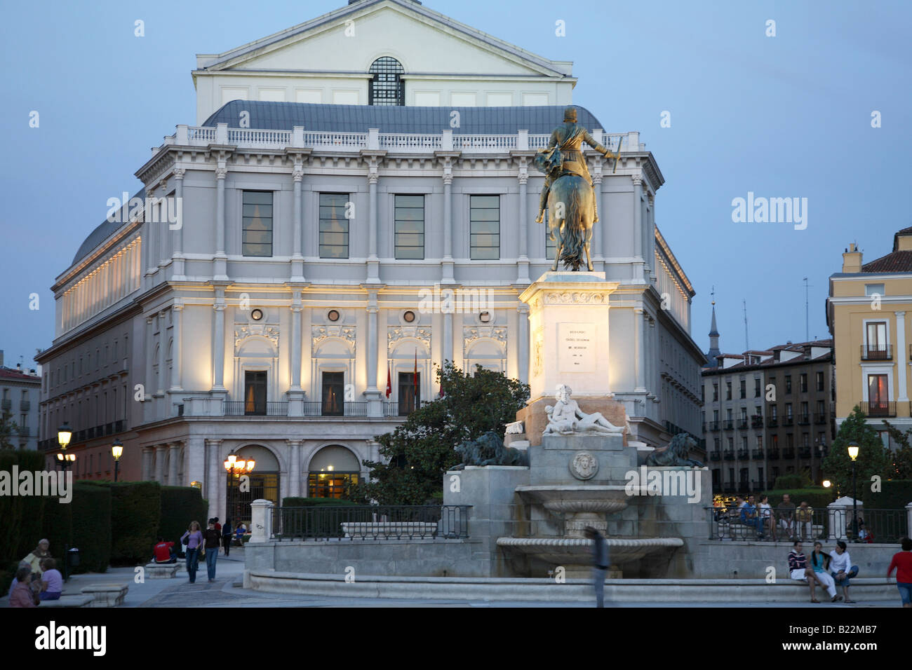 Monument to Felipe IV and Opera House in Plaza de Oriente Square ...
