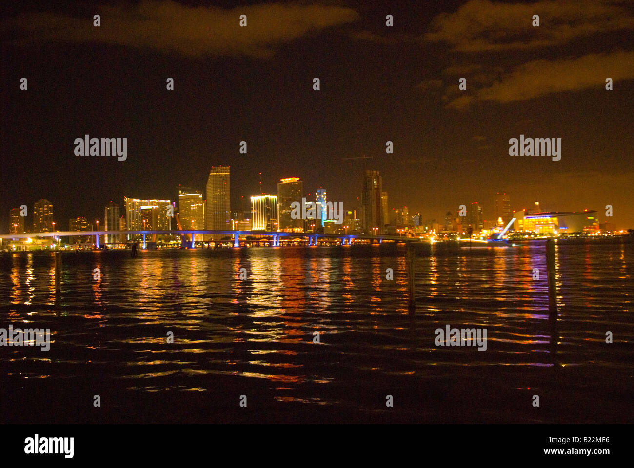 Miami Skyline at night Stock Photo - Alamy
