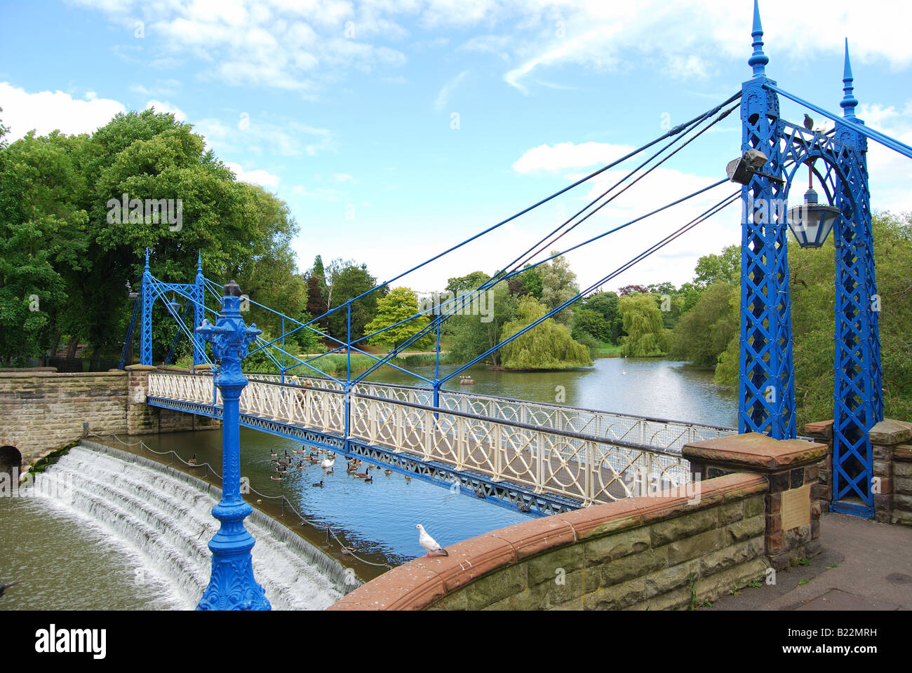 Mill Weir and Suspension Bridge, Mill Gardens, Royal Leamington Spa ...