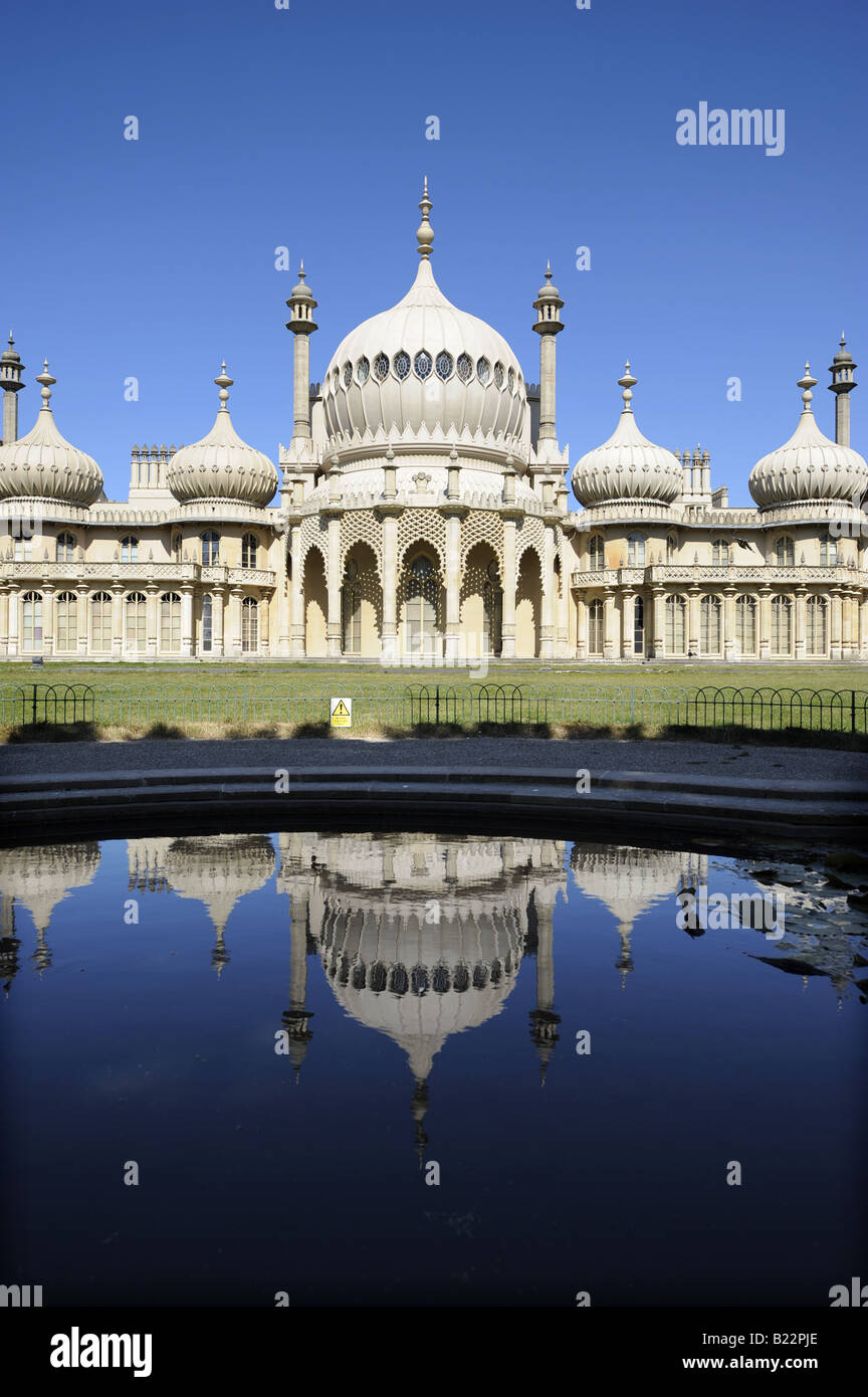 The Royal Pavilion Brighton reflected in one of the ponds in the ...