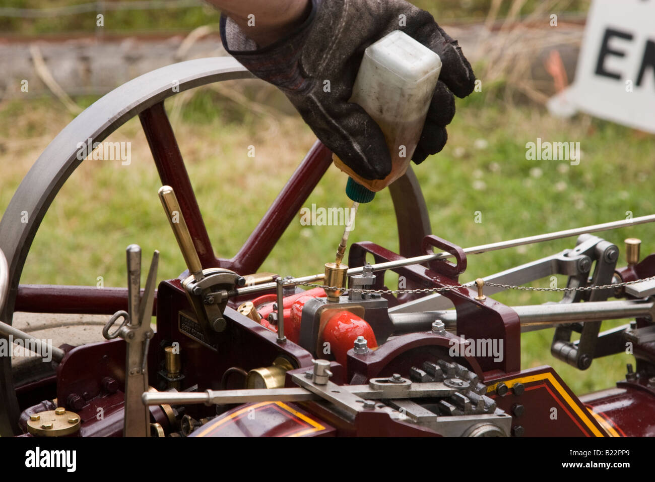 Oiling model traction engine Stock Photo - Alamy