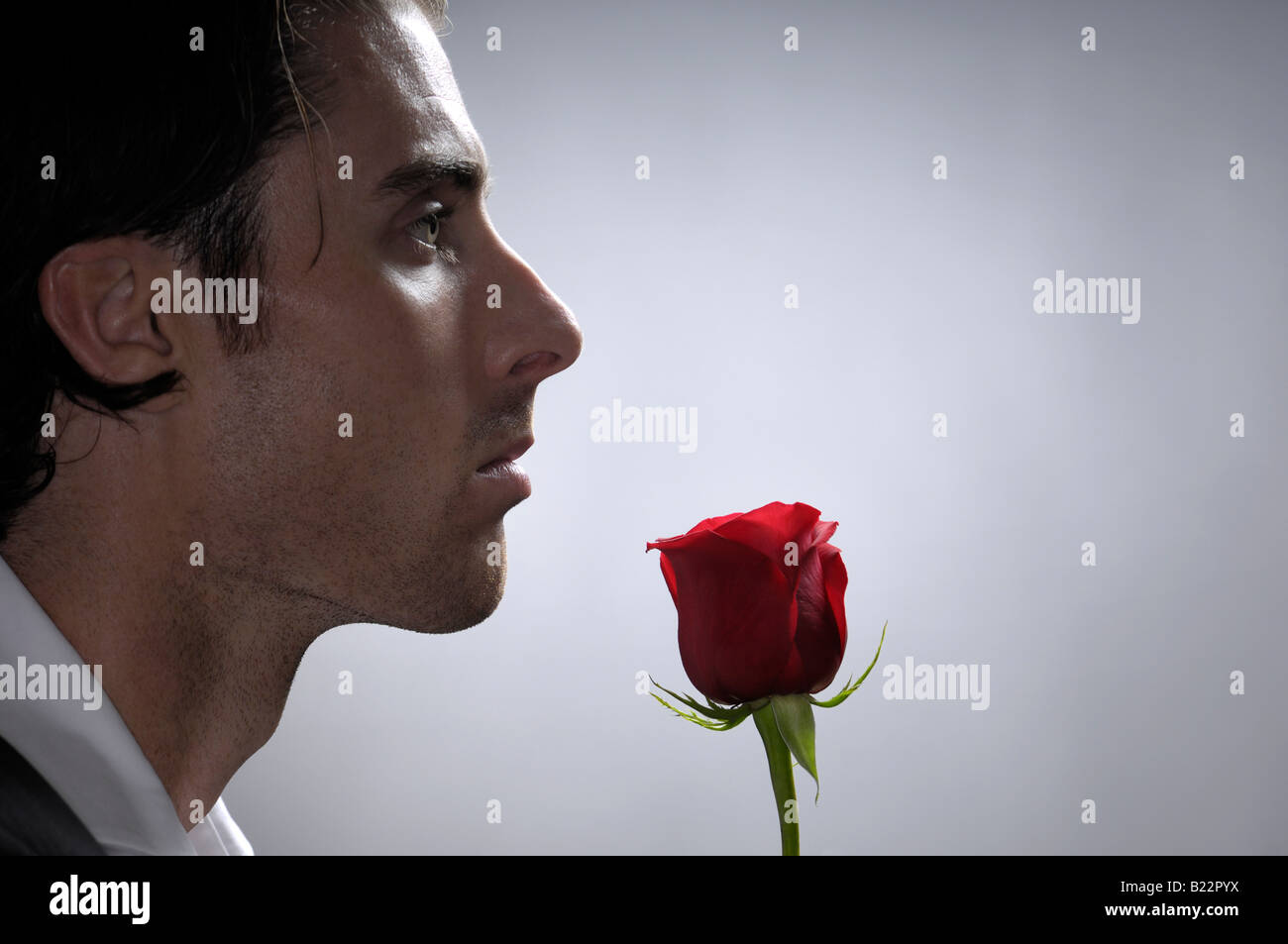Young man with a rose Stock Photo - Alamy