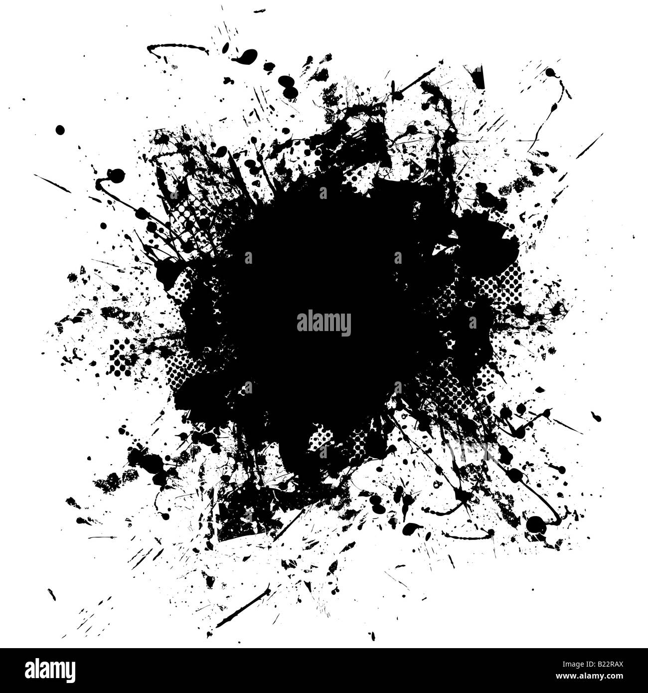 Black and white ink splat design with half tone pattern Stock Photo - Alamy