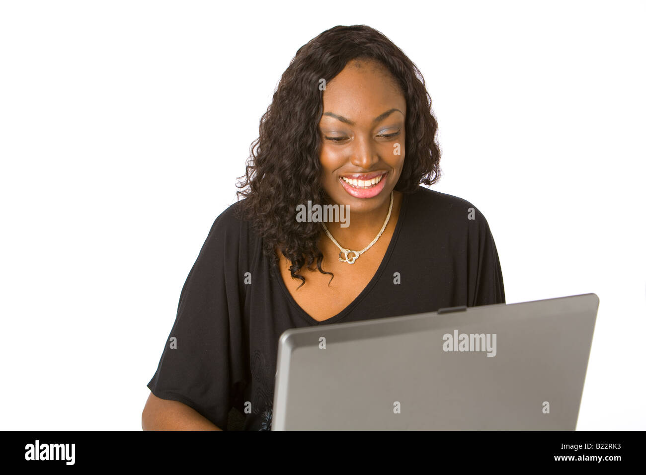 African American woman at a computer Stock Photo - Alamy