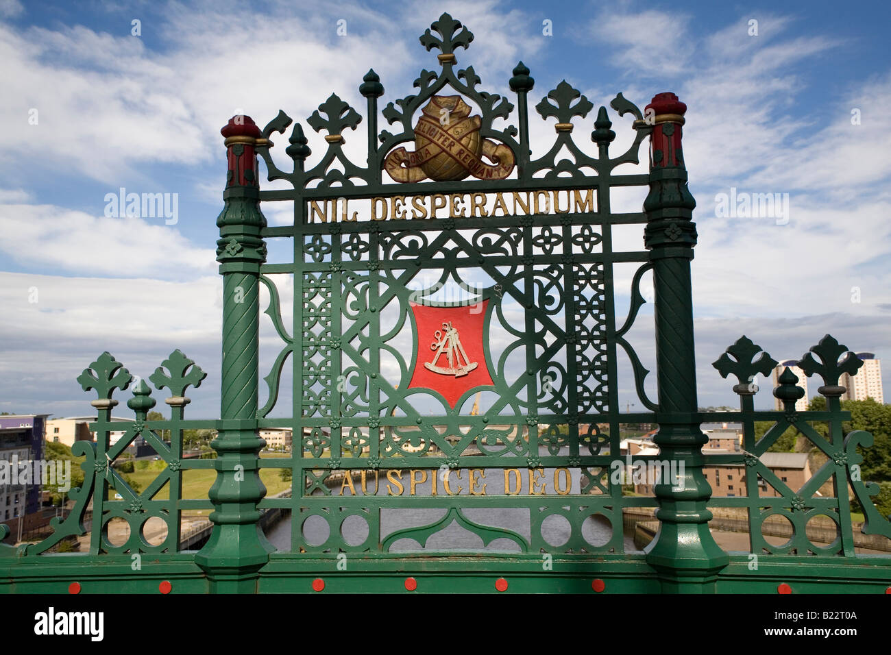 The city crest on Wearmouth Bridge in Sunderland, England. The city ...