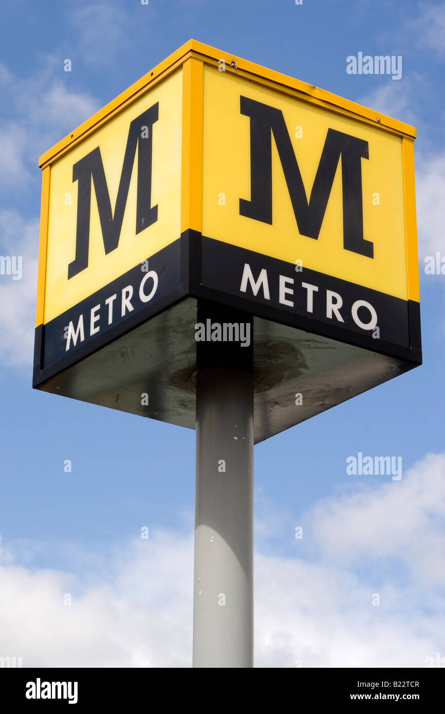 A sign for the Metro system in Tyne and Wear, England. The metropolitan ...