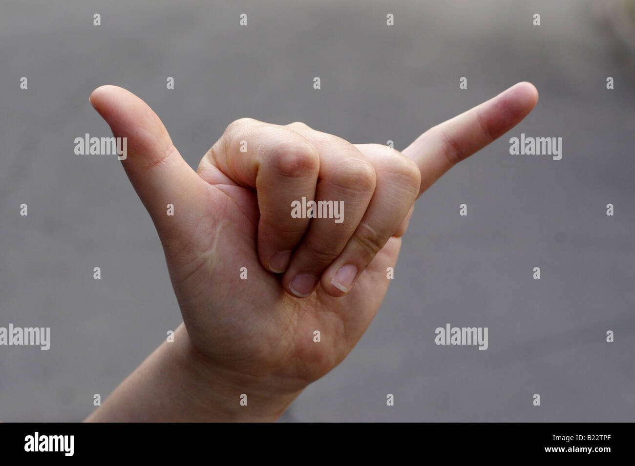 Counting by hand in China. Representing the number six (6). This is the ...
