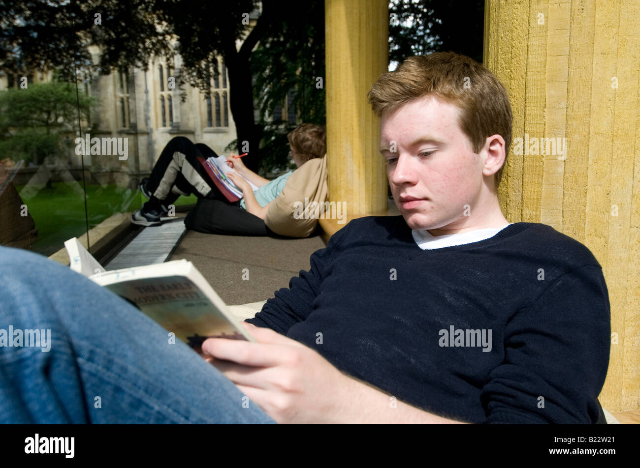 Students from Oxford University relax and study in the library at one ...