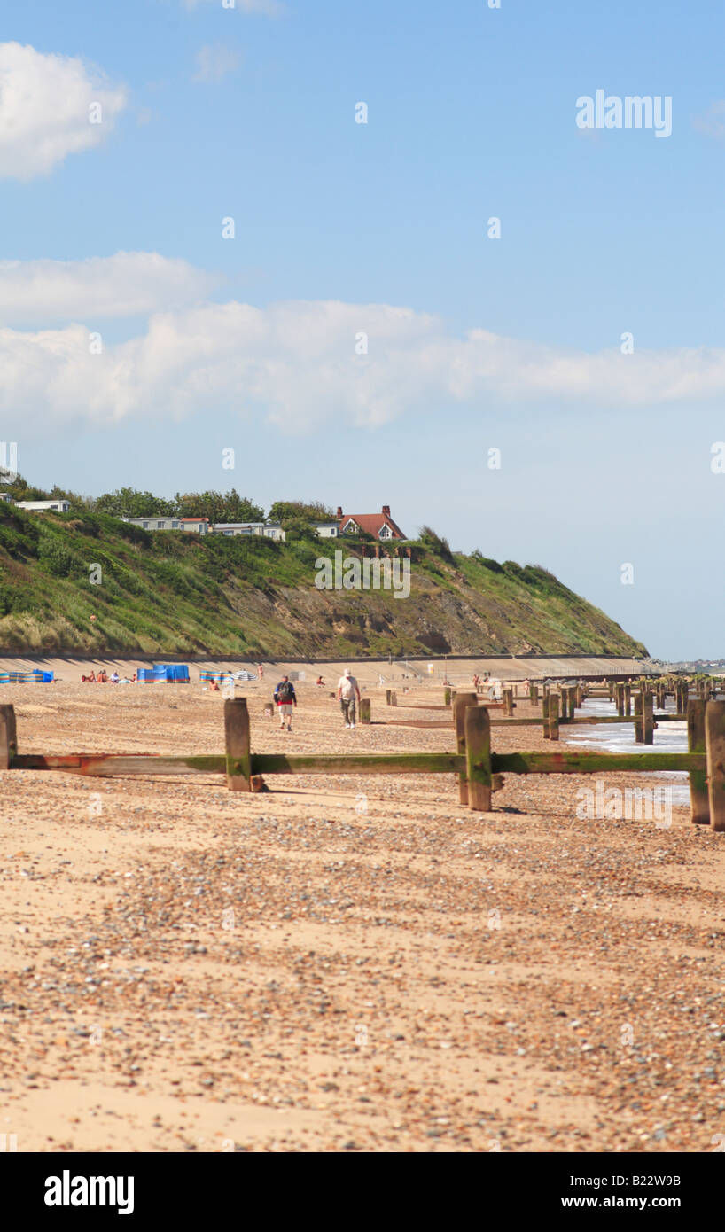 beach groynes cliffs and sunbathers Stock Photo - Alamy