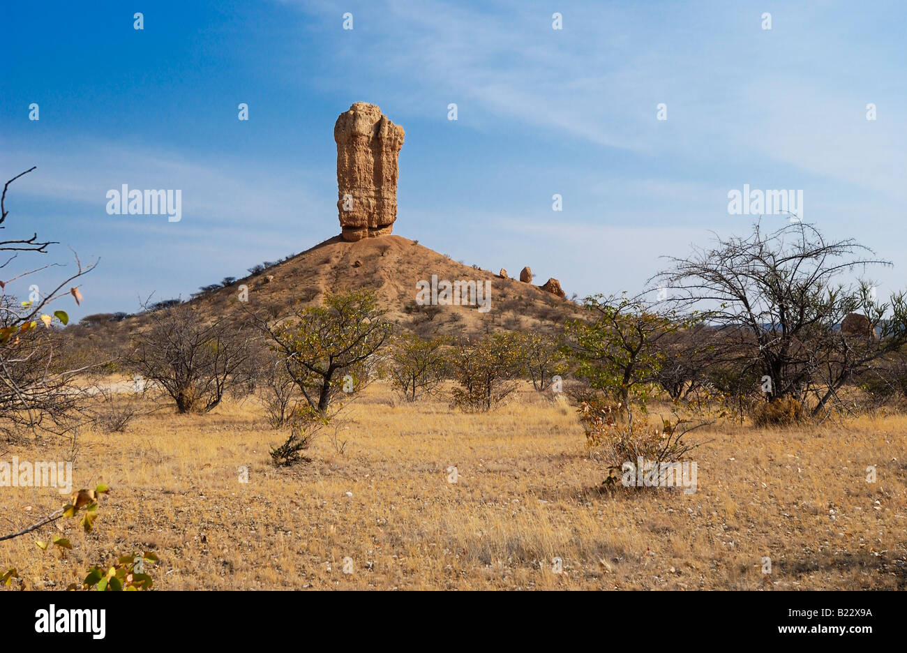 rock formations in Namibia, the 35m high pillar of rock, the Vingerklip ...