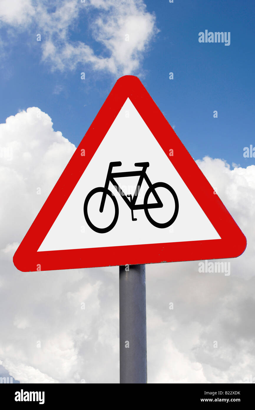 Bicycle ahead warning signs hi-res stock photography and images - Alamy