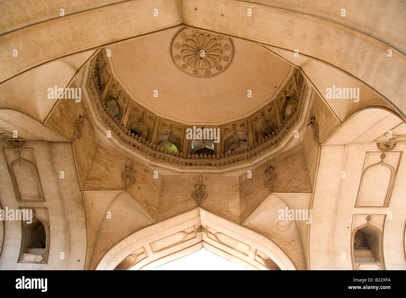 Looking up inside the Charminar in Hyderabad India. The local landmark ...