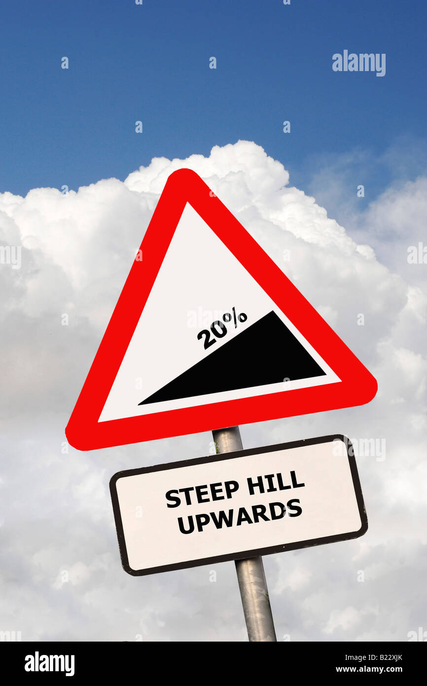 British Triangular road sign warning drivers that the road ahead is a ...