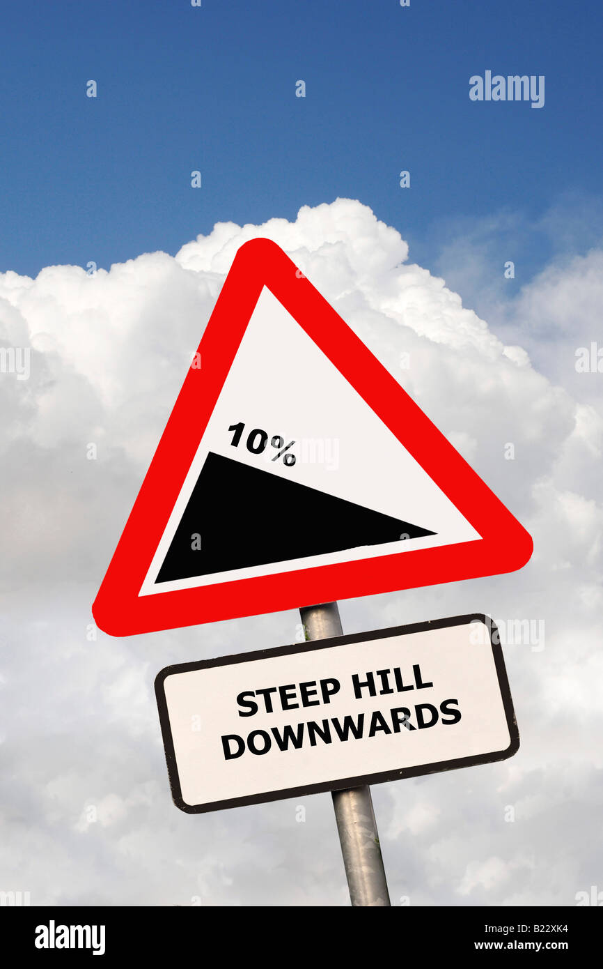 British Triangular road sign warning drivers that the road ahead is a ...