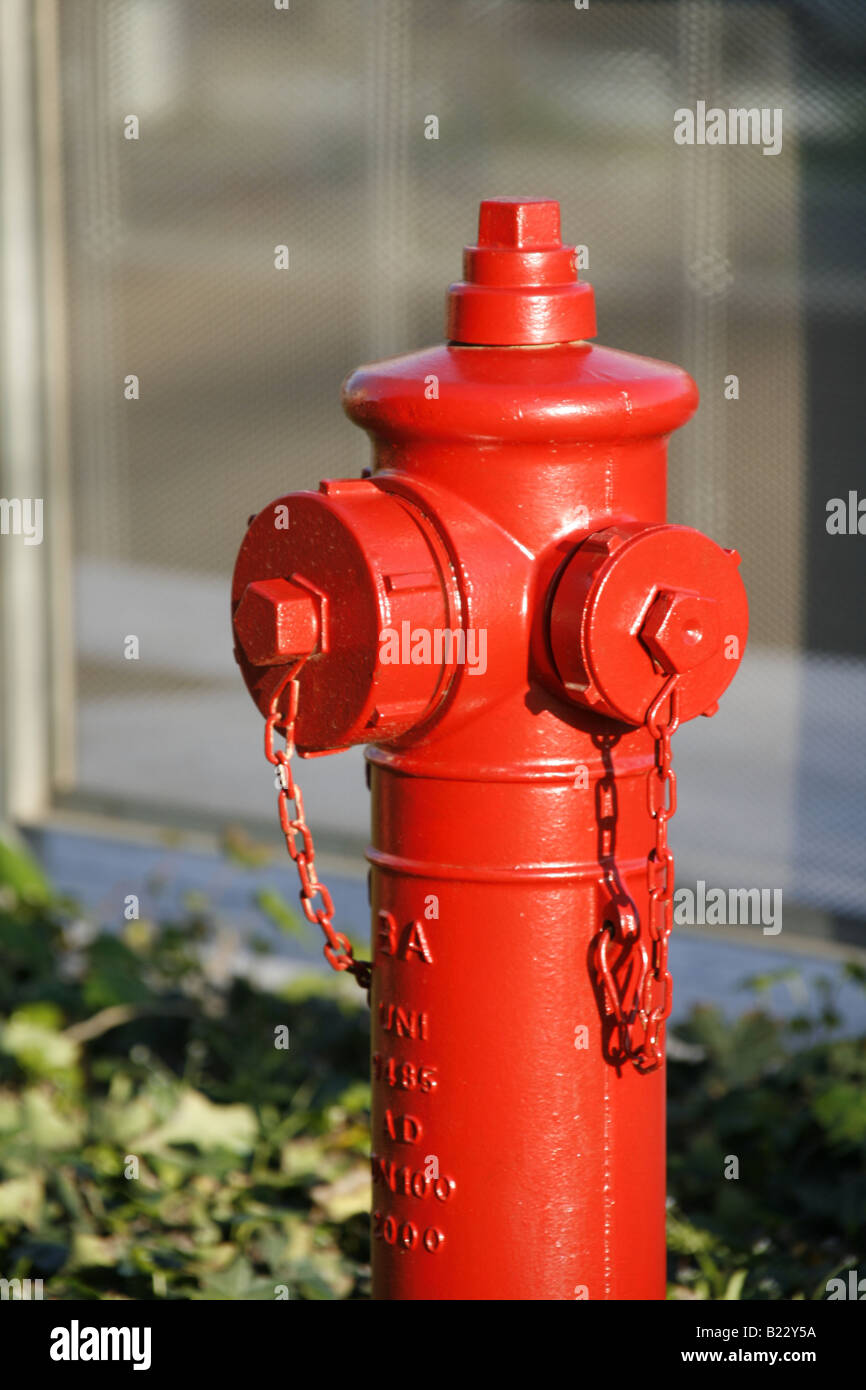 one new red fire hydrant outdoors Stock Photo - Alamy