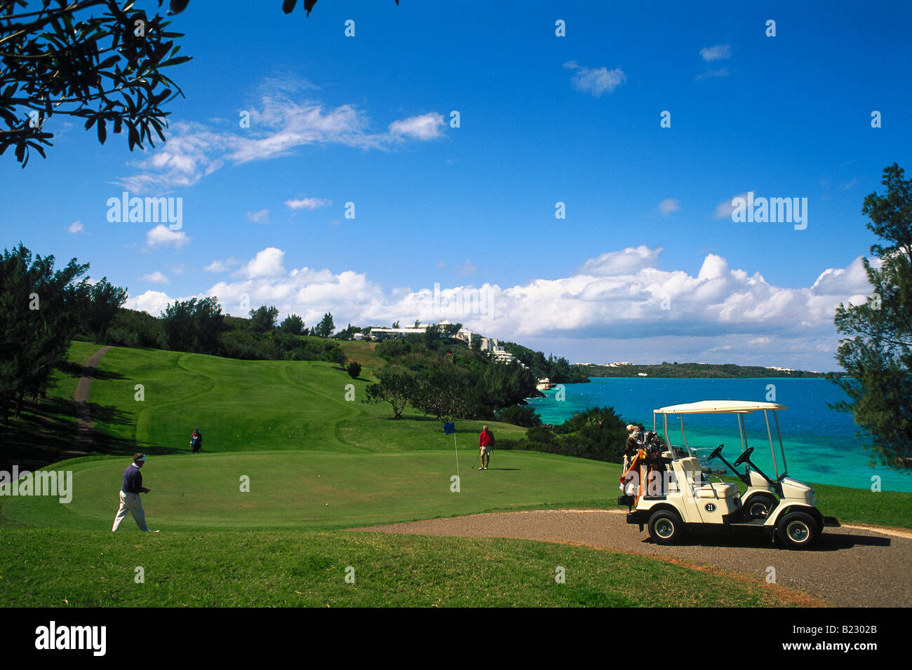 Golf course at waterfront, Castle Harbour Golf Club, Hamilton, Bermuda ...