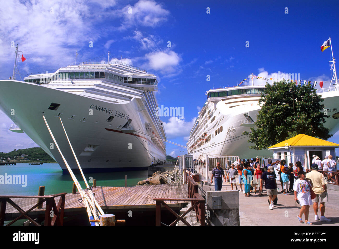 Ship moored at harbor Lesser Antilles Leeward Islands Antigua and ...