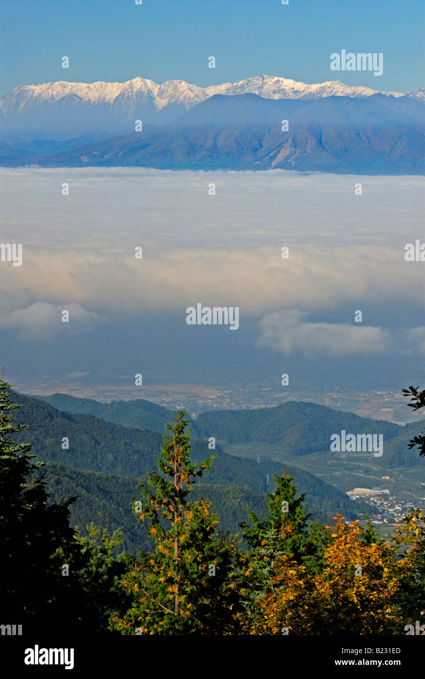 Japan Alps ridge viewed from Shiga Kogen Heights Joshin etsu National ...