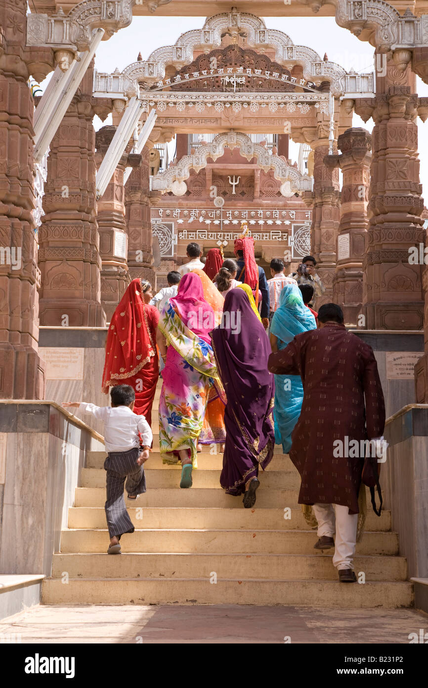 People entering the Sachiya Mata temple within a complex of Jain ...