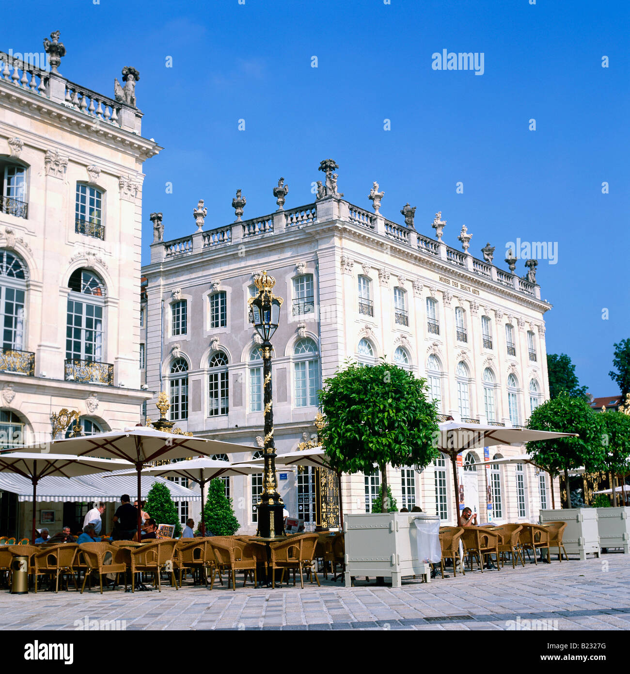 Sidewalk cafe in front of buildings Place Stanislas Nancy Lorraine ...