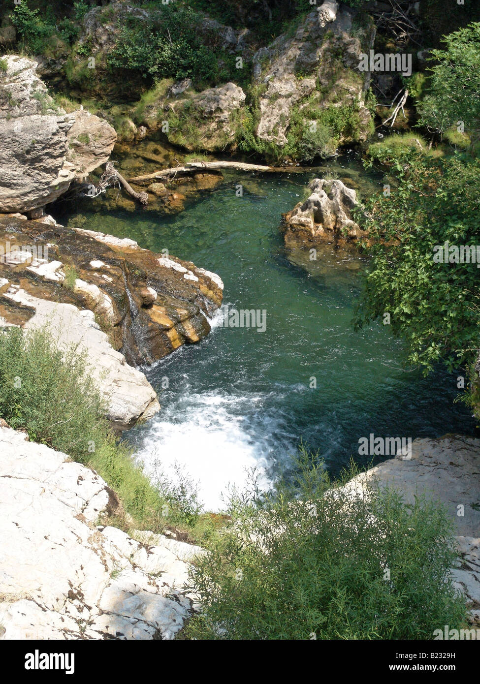 Waterfall in river, Vis River, Navacelles, Languedoc-Roussillon, France ...