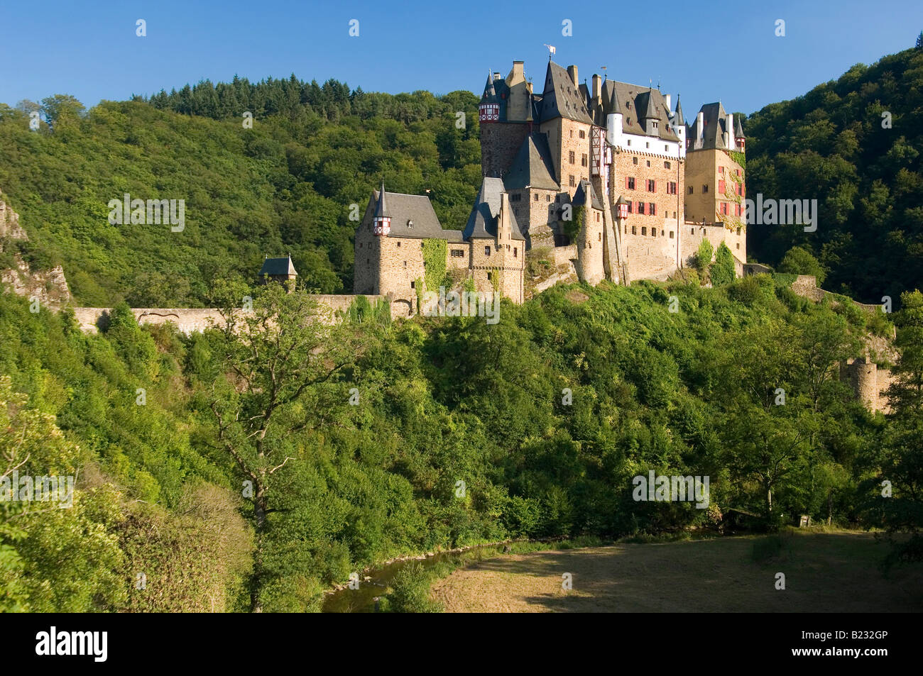 Castle on hill, Eltz Castle, Wierschem, Rhineland-Palatinate, Germany ...