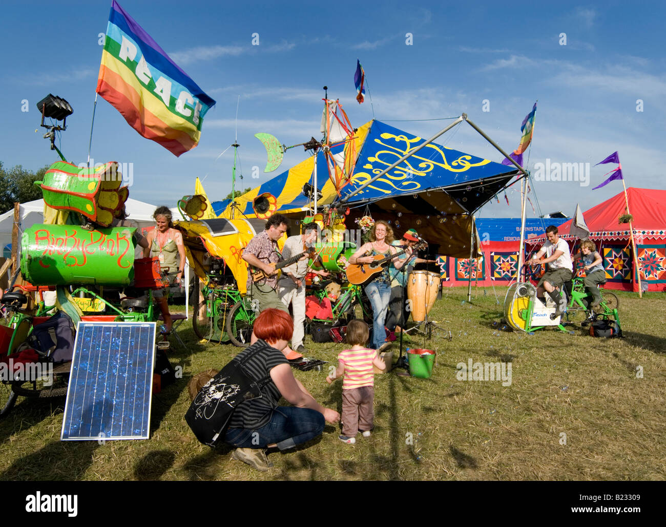 Rinky Dink wind solar and pedal powered sound system in the Green Field ...
