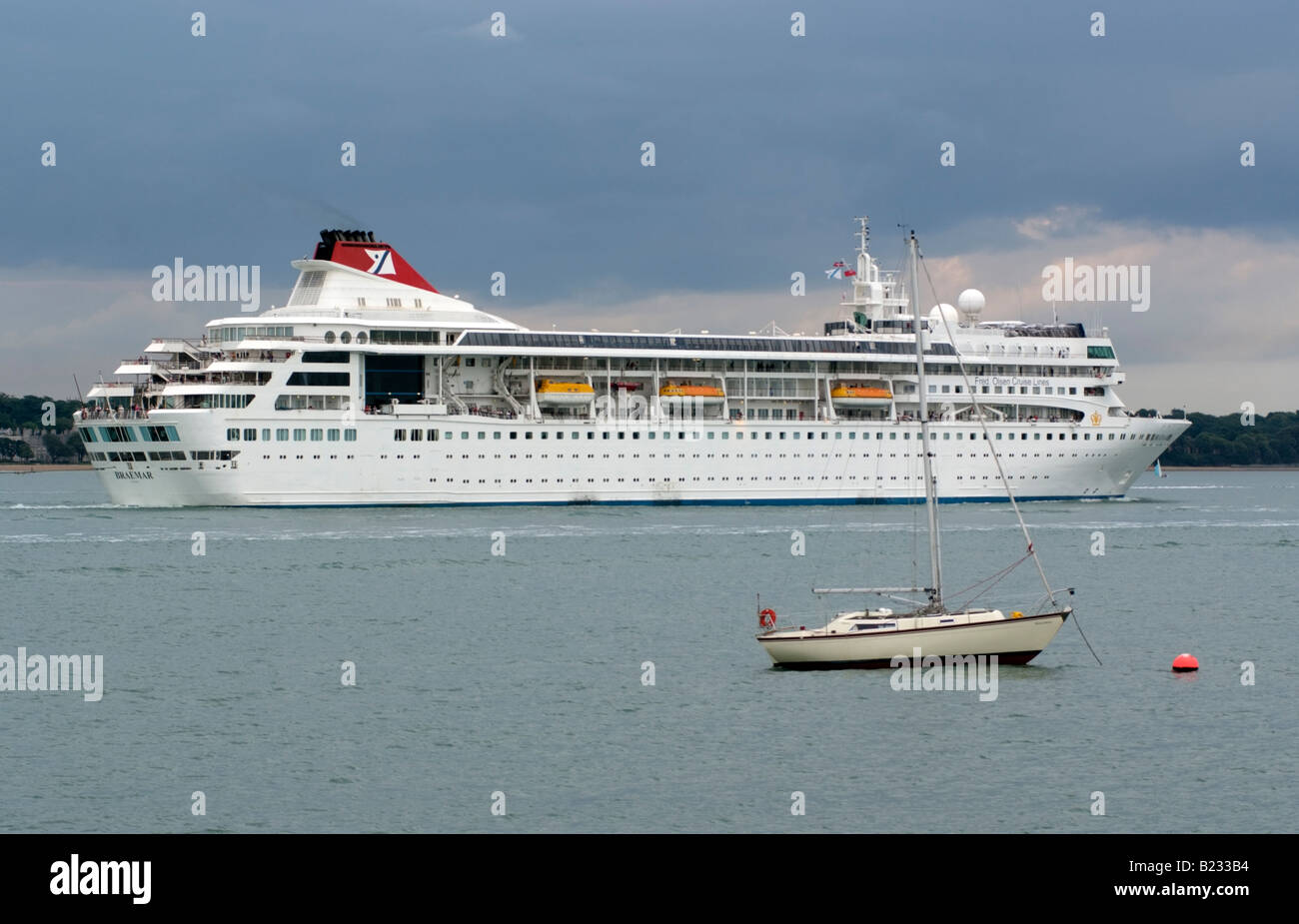 Braemar crusie ship departing Southampton Water England Having just had ...