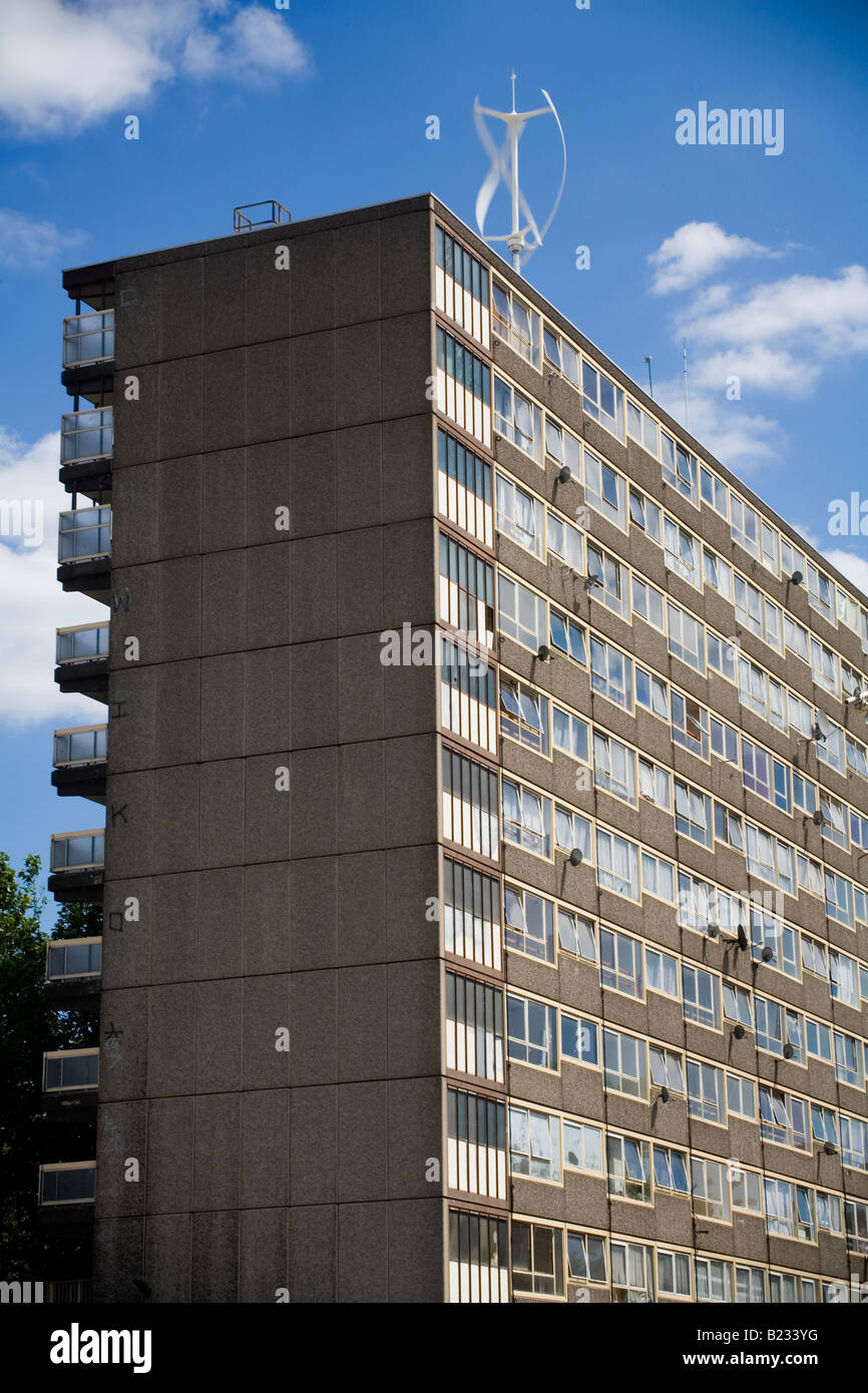 Vertical Axis Wind Turbine on top of a Council Estate tower block in ...