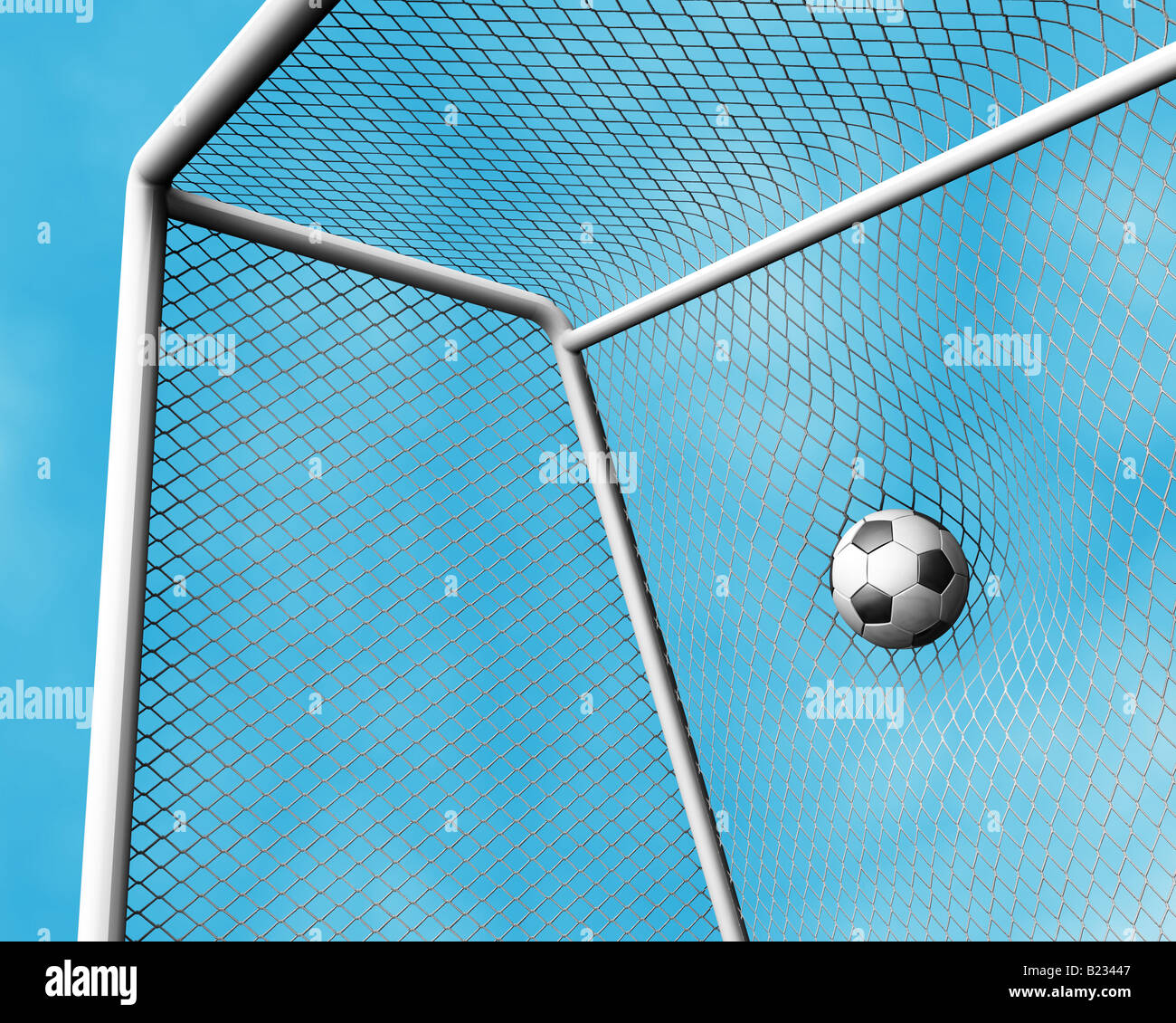 3D render of a football going into the net Stock Photo - Alamy