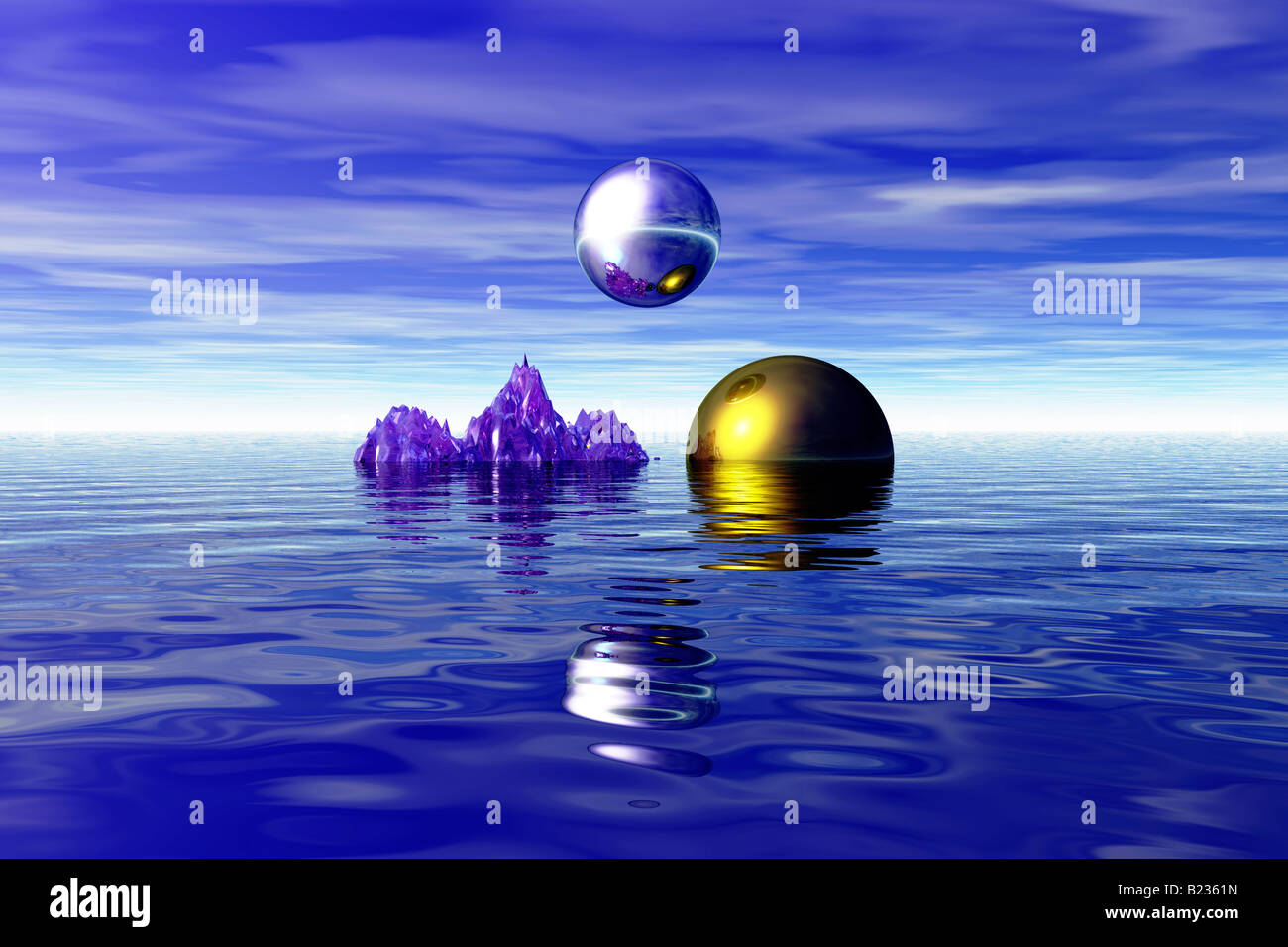 Surreal blue seascape Stock Photo - Alamy