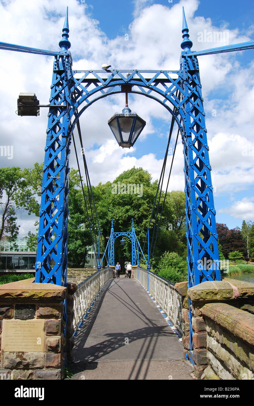 Mill Weir and Suspension Bridge, Mill Gardens, Royal Leamington Spa ...