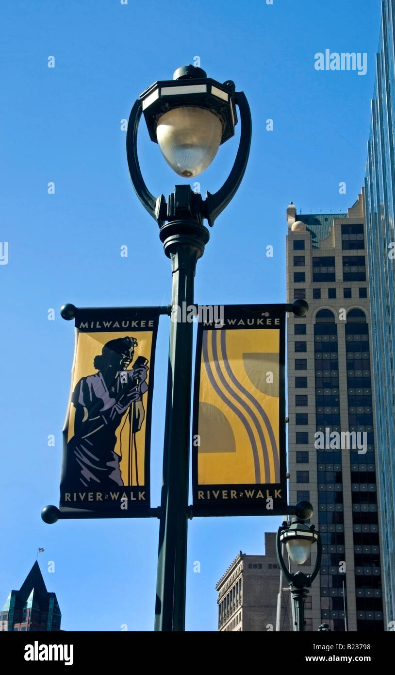 Milwaukee Wisconsin Riverwalk sign Stock Photo - Alamy