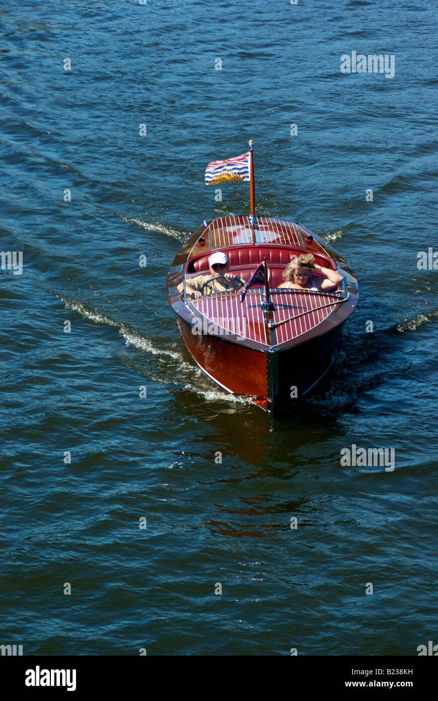 Classic antique wooden power speed boat Stock Photo - Alamy