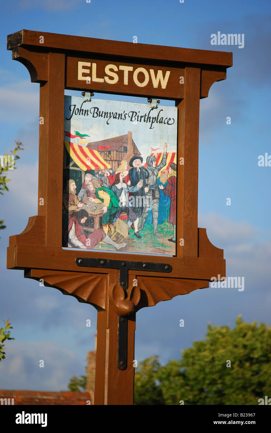 Elstow village sign, Village Green, Elstow, Bedfordshire, England ...